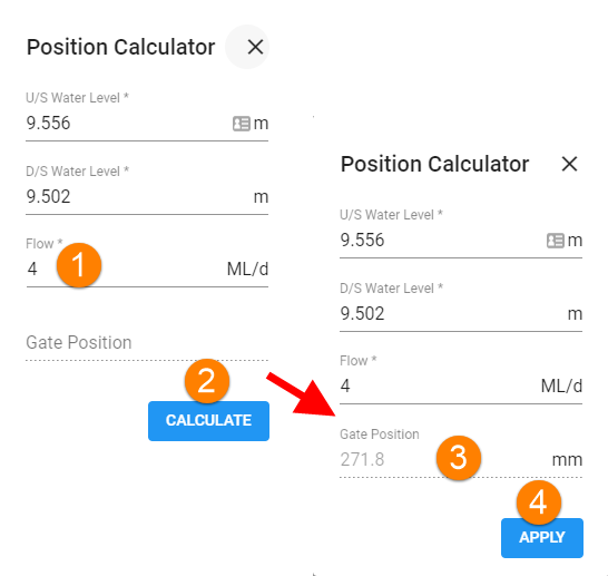 Flow and Position Calculator